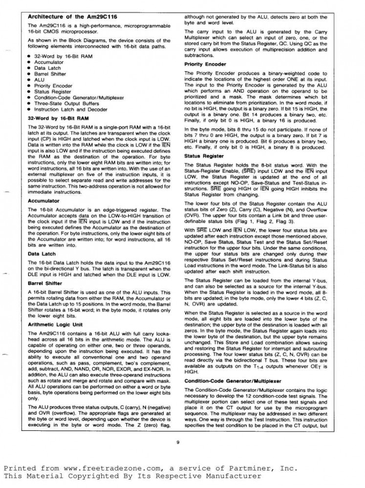 AM29C116-1JC datasheet page 9