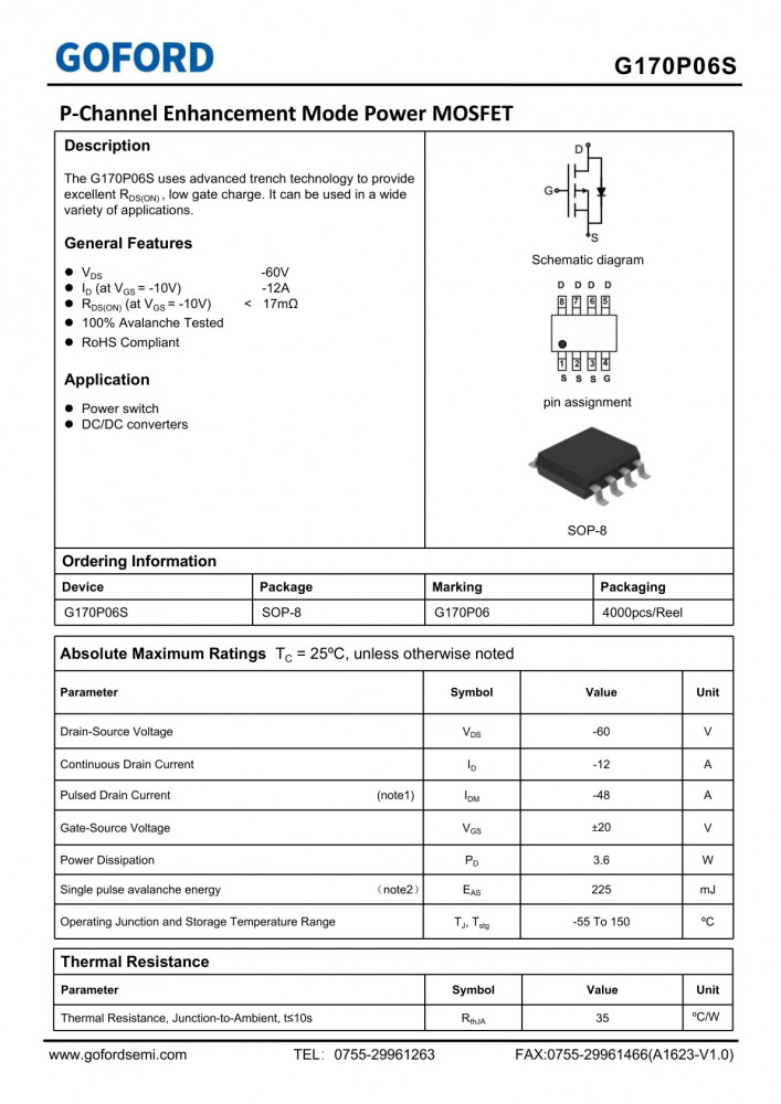 G170P06S datasheet page 1
