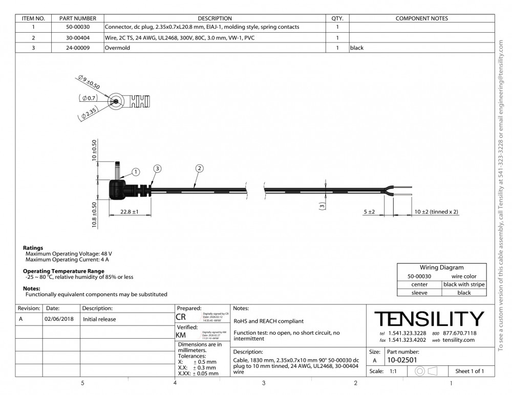 Tensility International 10-02501 product drawing
