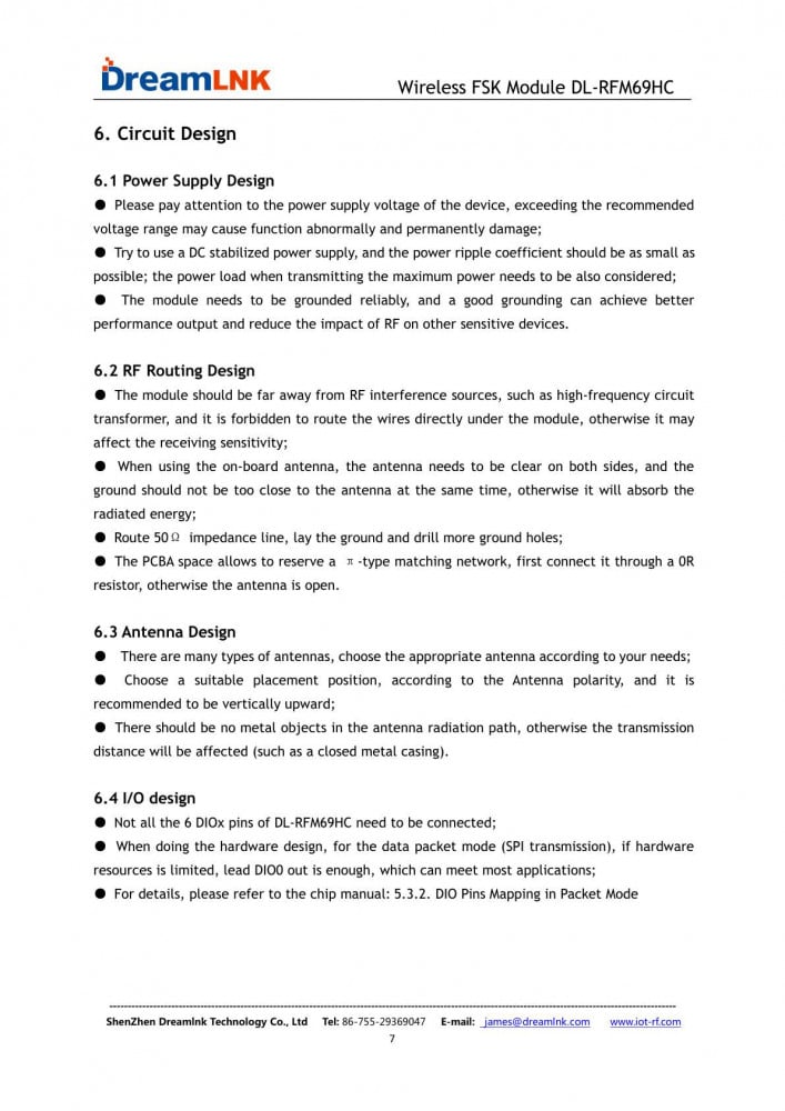 DL-RFM69HC-915M datasheet page 7