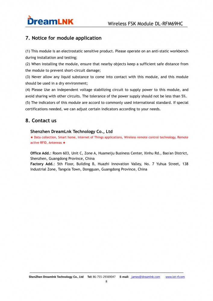 DL-RFM69HC-915M datasheet page 8