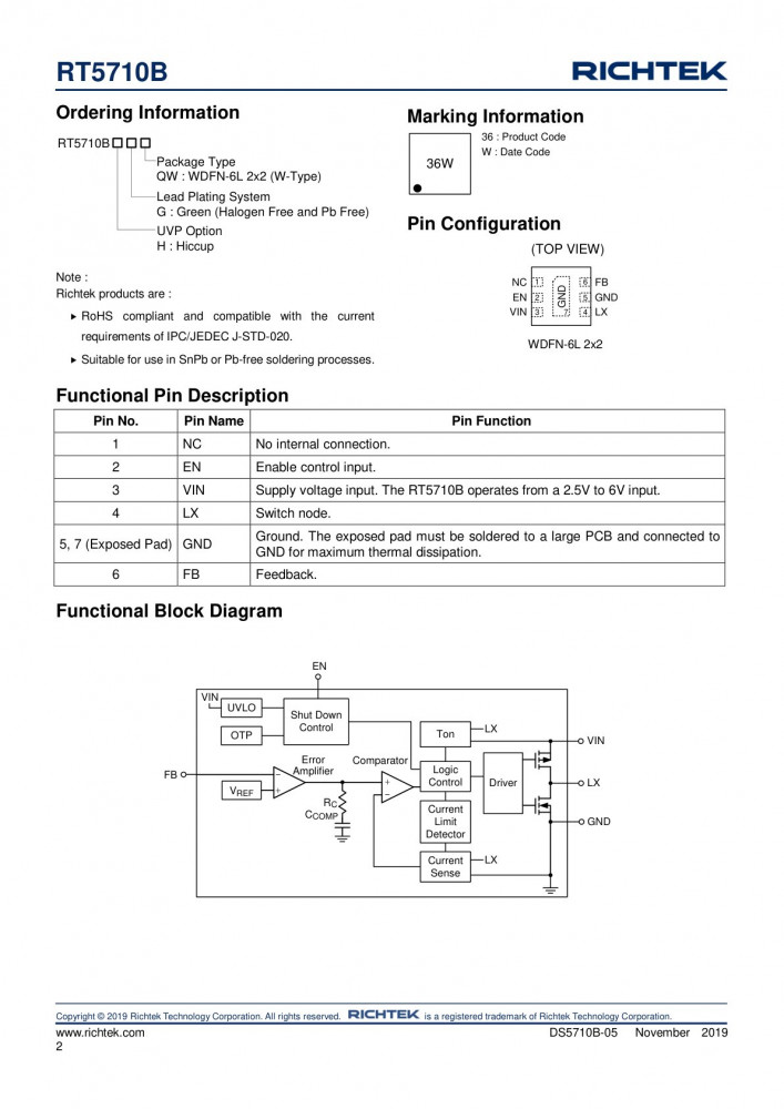 RT5710B datasheet page 2