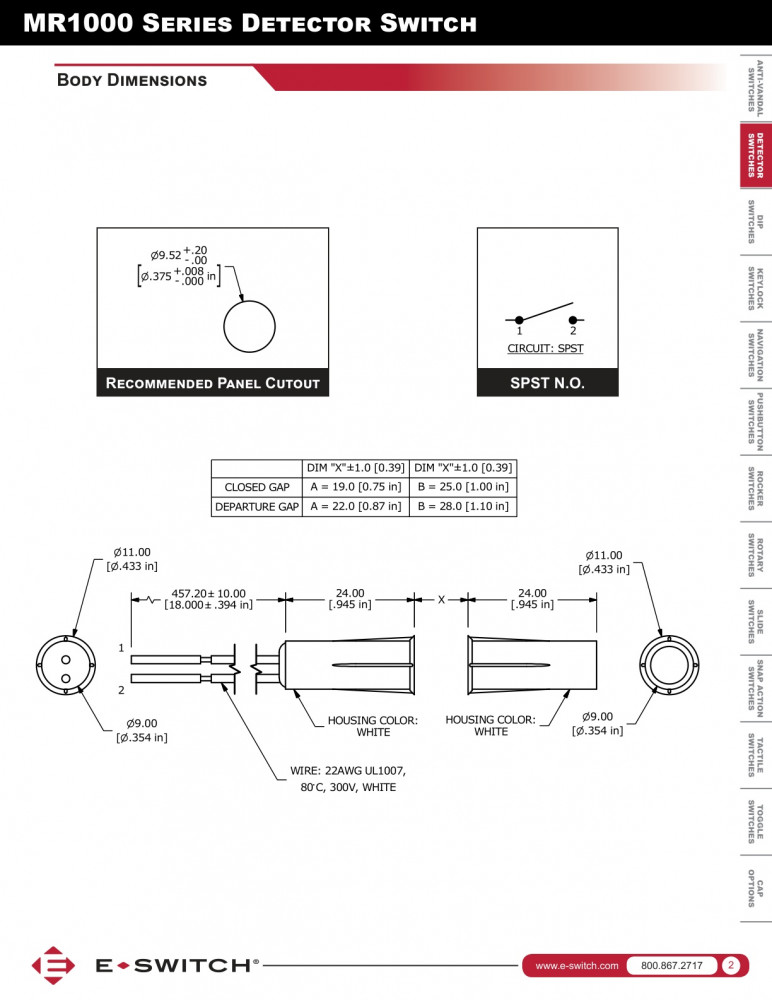 E-Switch MR1000 series datasheet page 2