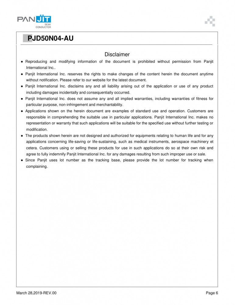 PANJIT PJD50N04-AU datasheet page 6