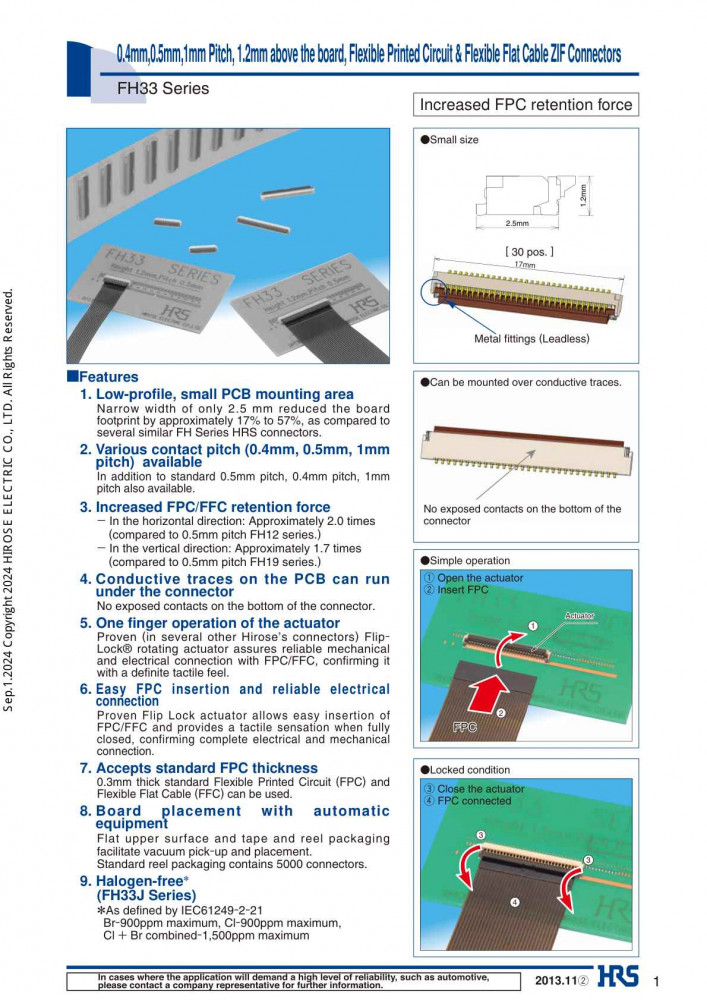 HRS FH33 datasheet page 1