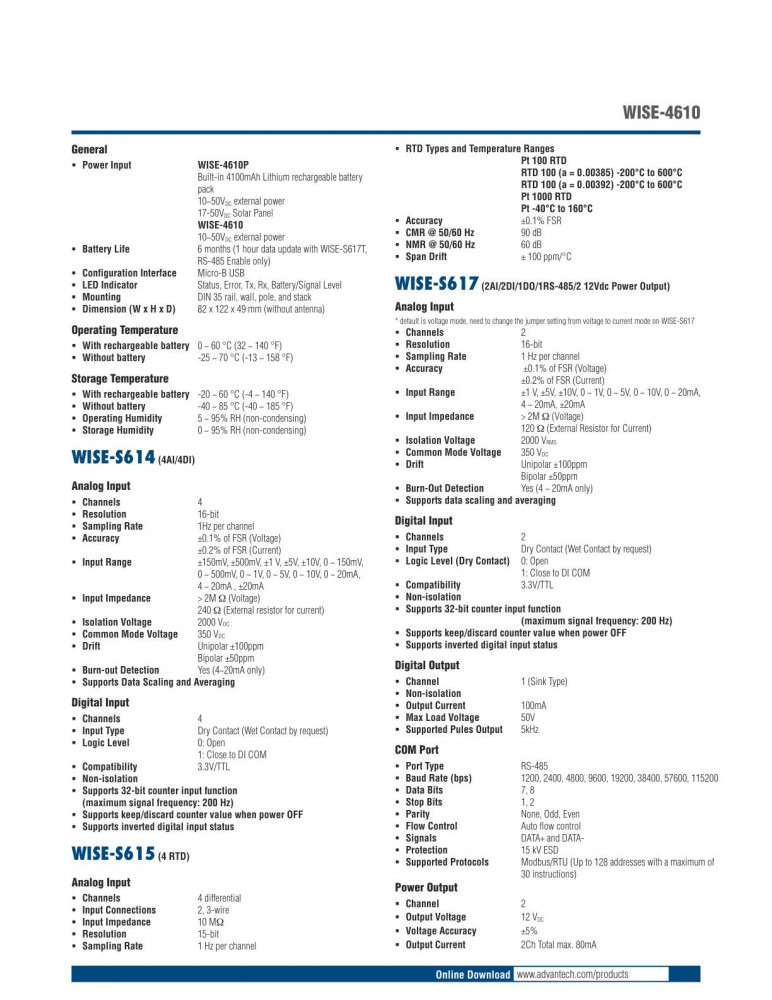 WISE-4610 product documentation page 2