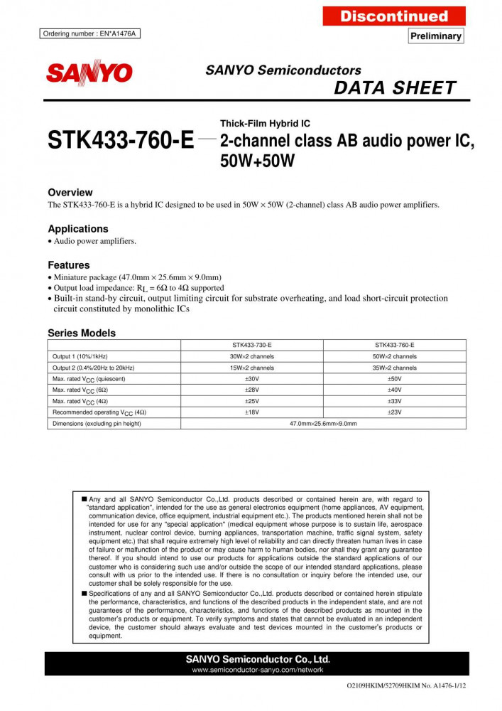 STK433-760-E datasheet page 1