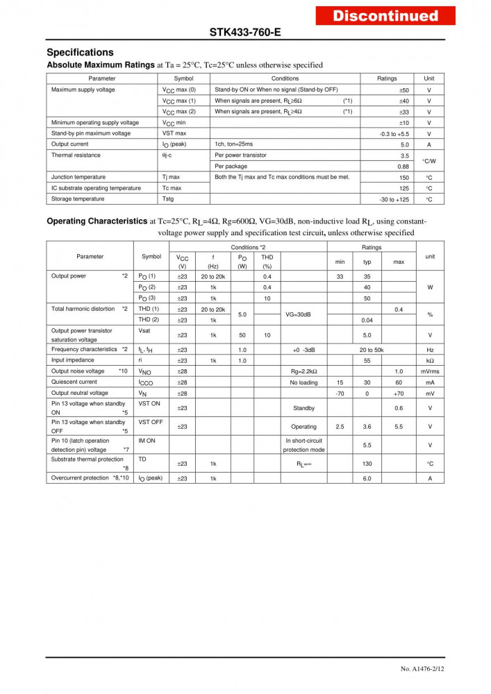 STK433-760-E datasheet page 2
