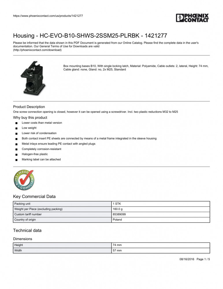 Phoenix Contact 1421277 technical document page 1