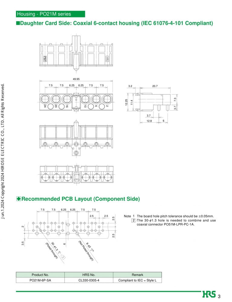 HRS PO21M series datasheet page 3
