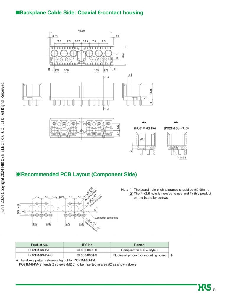 HRS PO21M series datasheet page 5