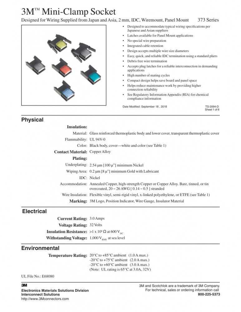 3M 373 Series technical document page 1