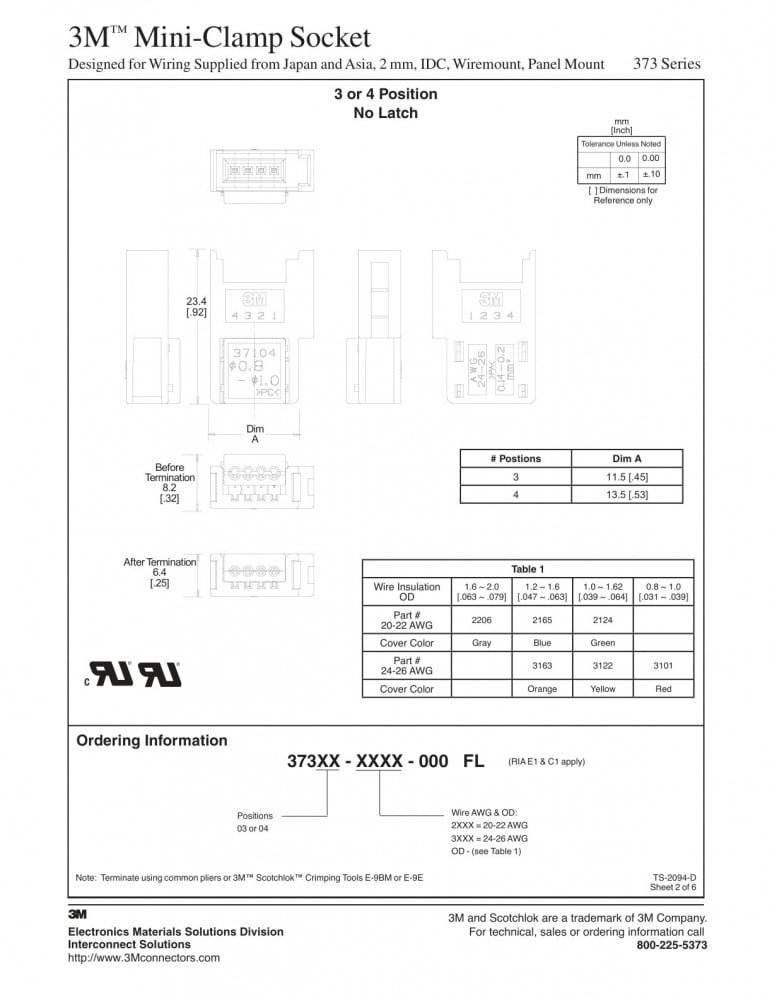 3M 373 Series technical document page 2