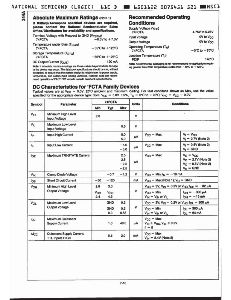 74FCT244APC datasheet page 4