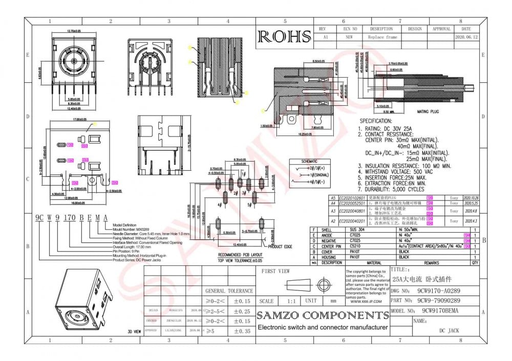 SAMZO 9CW9170BEMA technical document preview