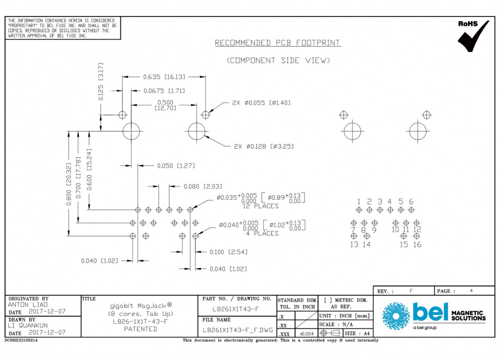Bel Fuse L826-1X1T-43-F technical drawing page 3