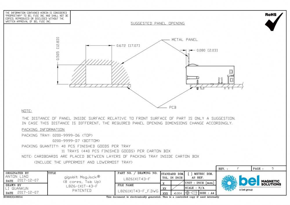 Bel Fuse L826-1X1T-43-F technical drawing page 4