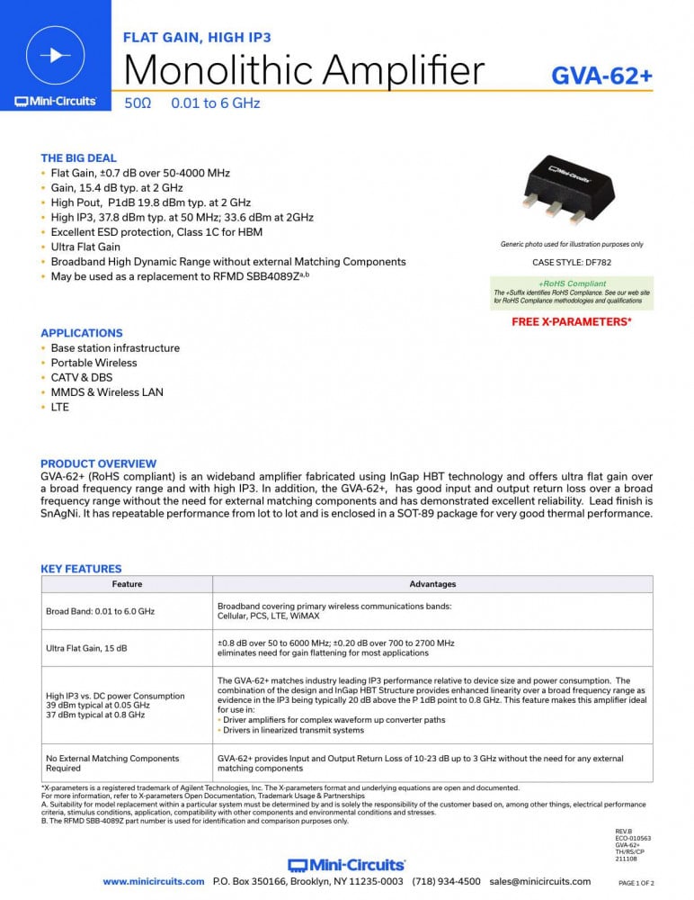 GVA-62+ datasheet page 1