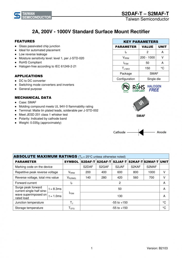 S2DAF-T datasheet page 1