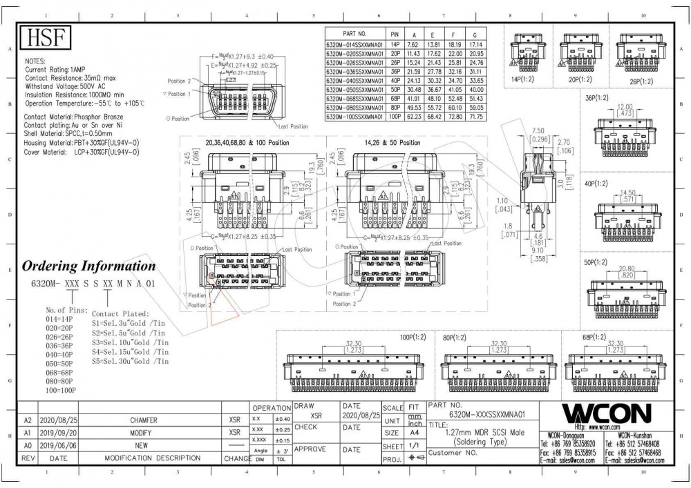 WCON 6320M series product drawing preview
