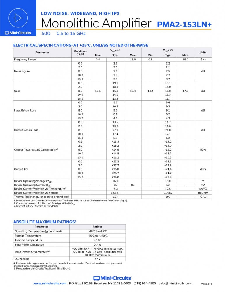 PMA2-153LN+ datasheet page 2