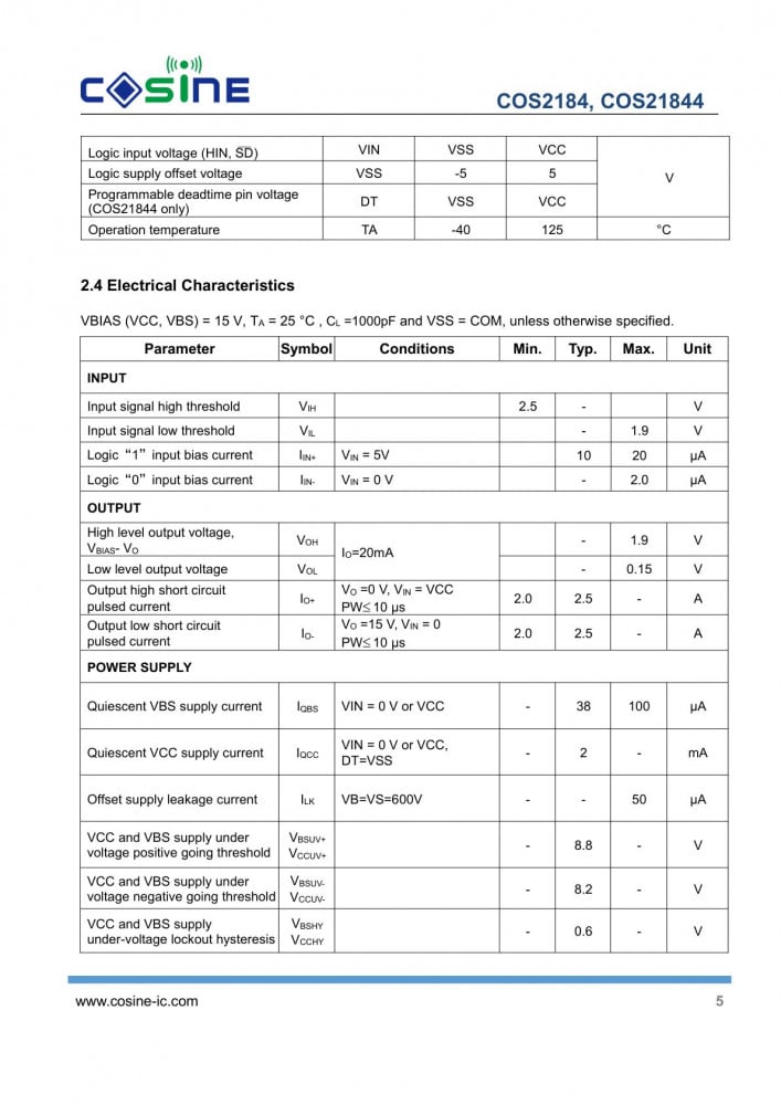 COS2184S datasheet page 5