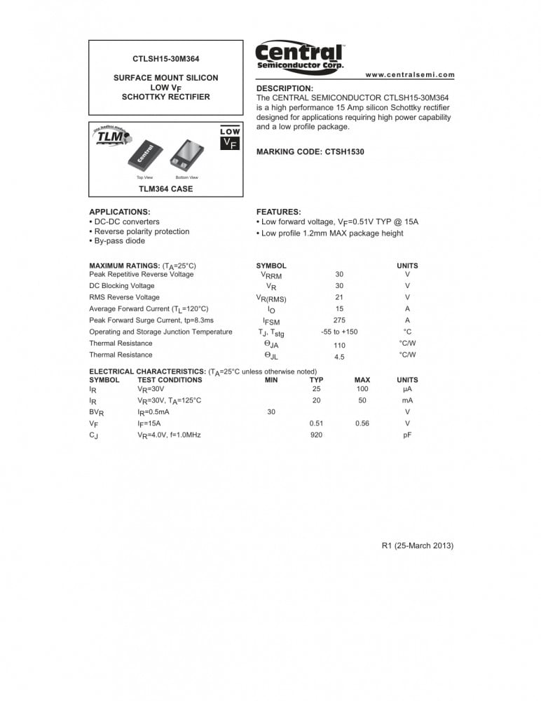 CTLSH15-30M364 datasheet page 1