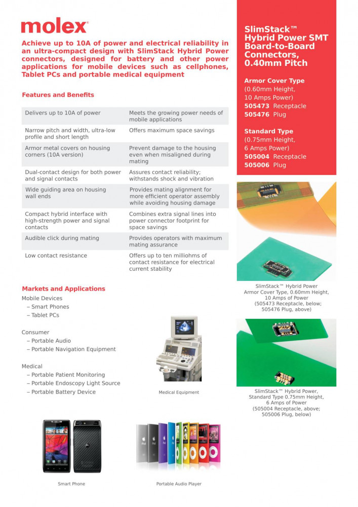 SlimStack Hybrid Power connector technical document, page 1