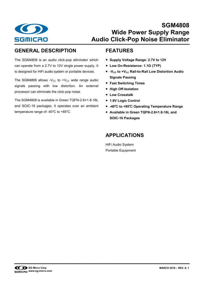 SGM4808 datasheet page 1
