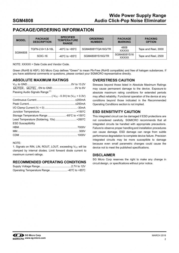 SGM4808 datasheet page 2