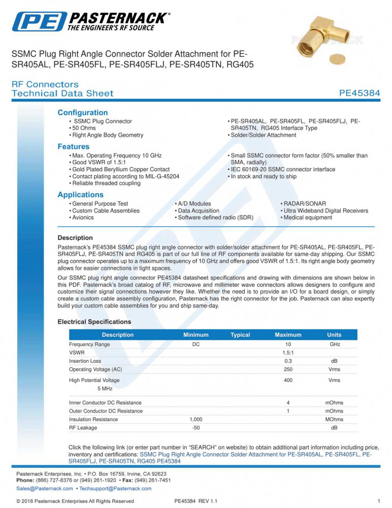 PE45384 datasheet page 1