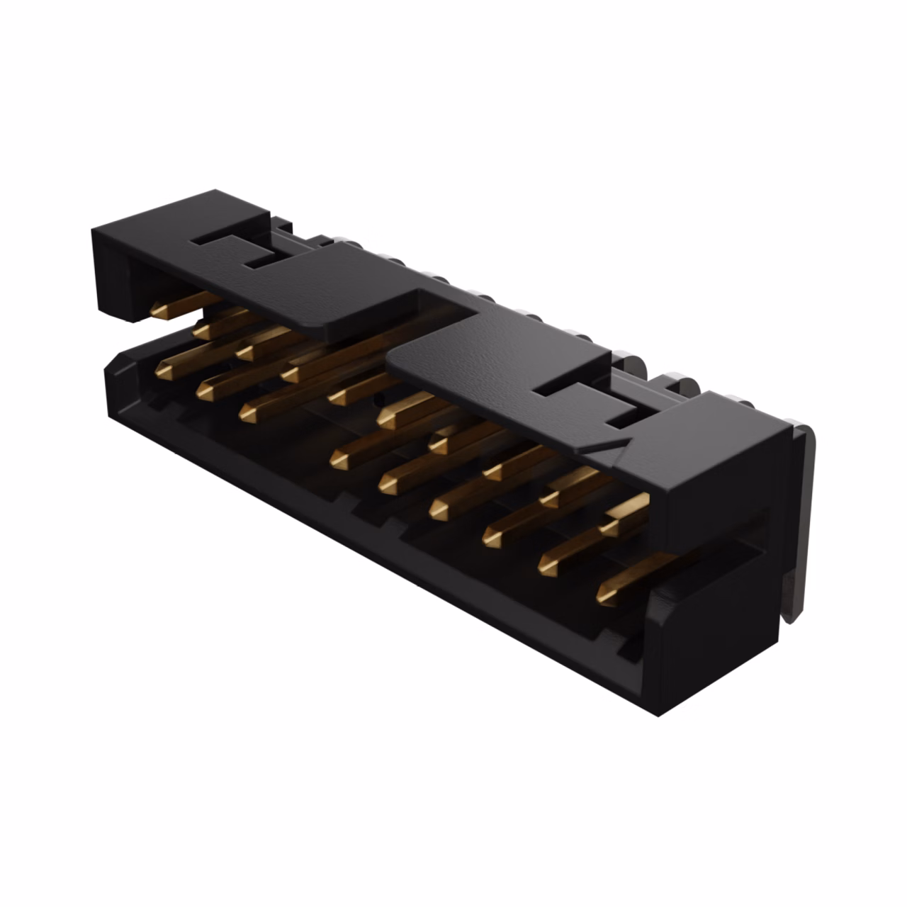 2.00mm Pitch, Milli-Grid PCB Header, Dual Row, Right-Angle, Through Hole, 20 Circuits, Circuit 14 Voided, 0.38µm Gold (Au) Plating, 2.16mm Tail Length, Dual Side Slots, Dual Friction Locks, Center Polarization, Tube for sale