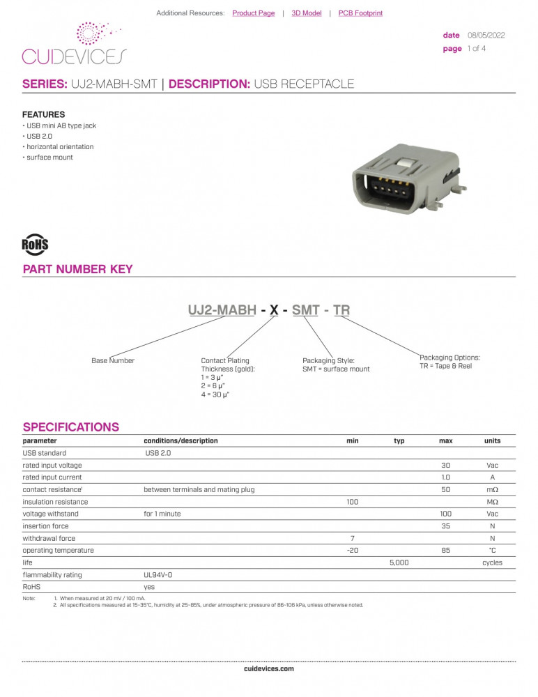 UJ2-MABH-2-SMT-TR datasheet page 1