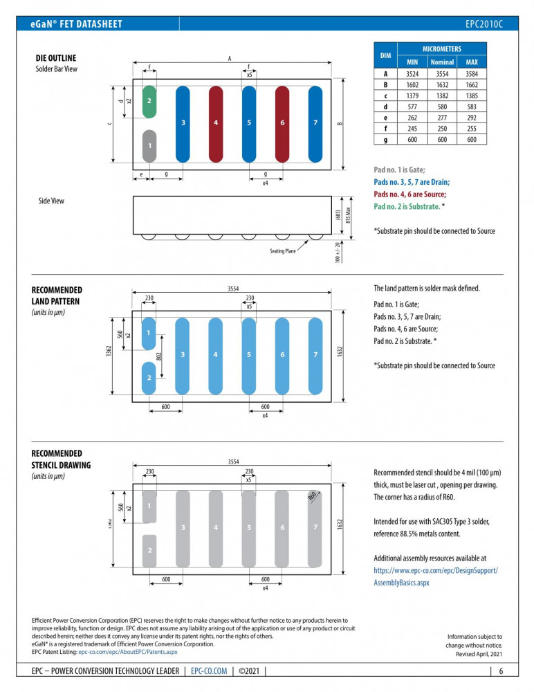 EPC2010C technical document page 6