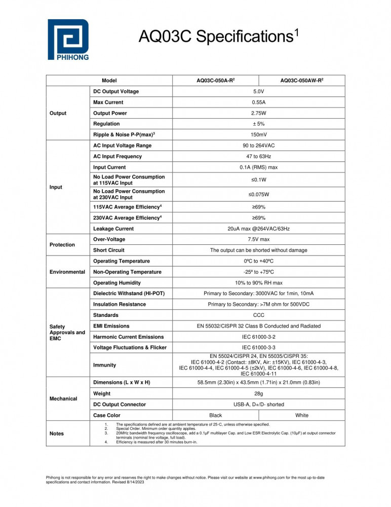 AQ03C technical document, page 2