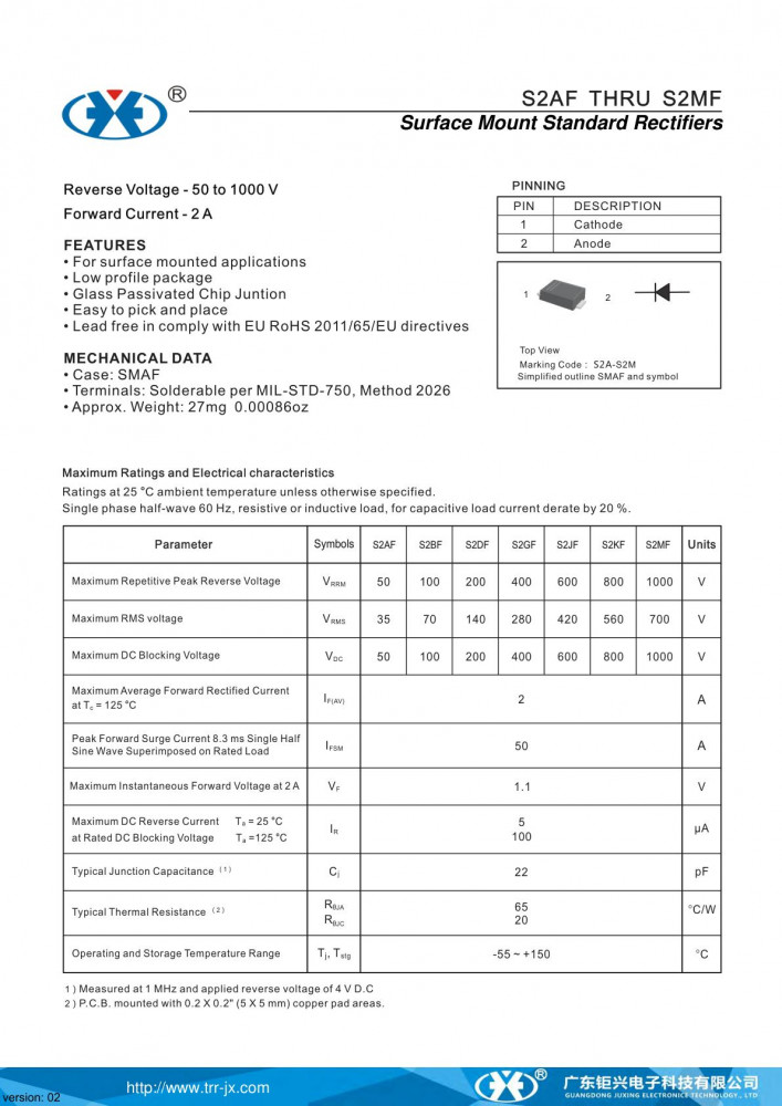 JUXING S2MF datasheet page 1