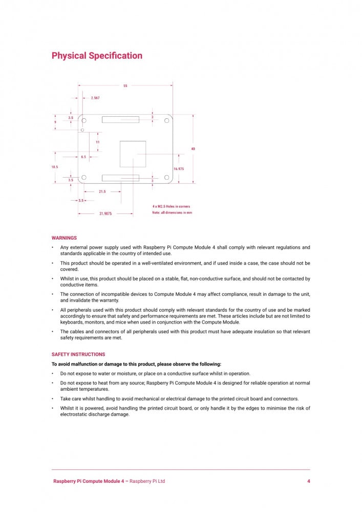 Raspberry Pi Compute Module 4 documentation page 4