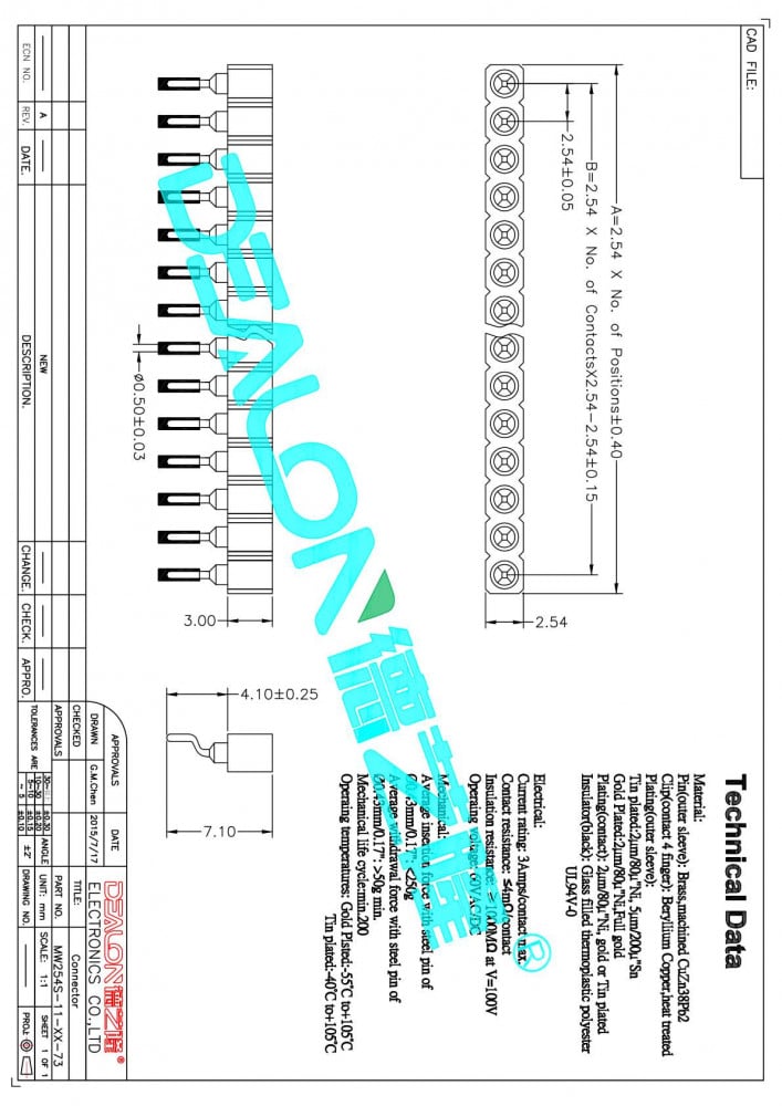 DEALON MW254S-11 connector drawing