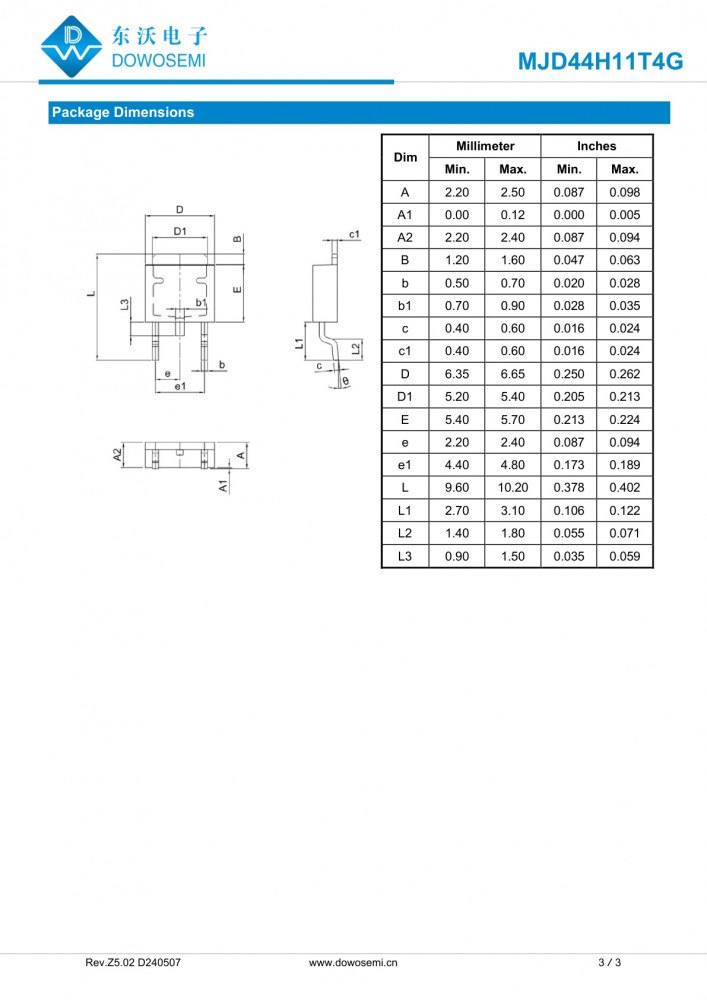 MJD44H11T4G-DW technical document page 3
