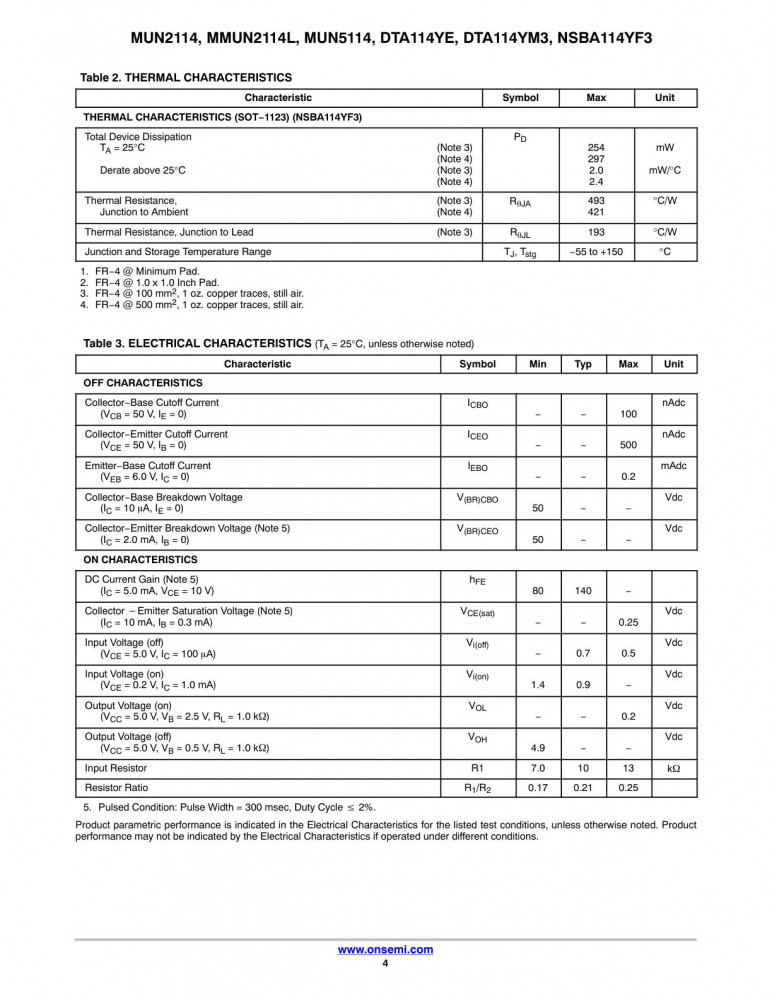 DTA114YM3T5G datasheet page 4
