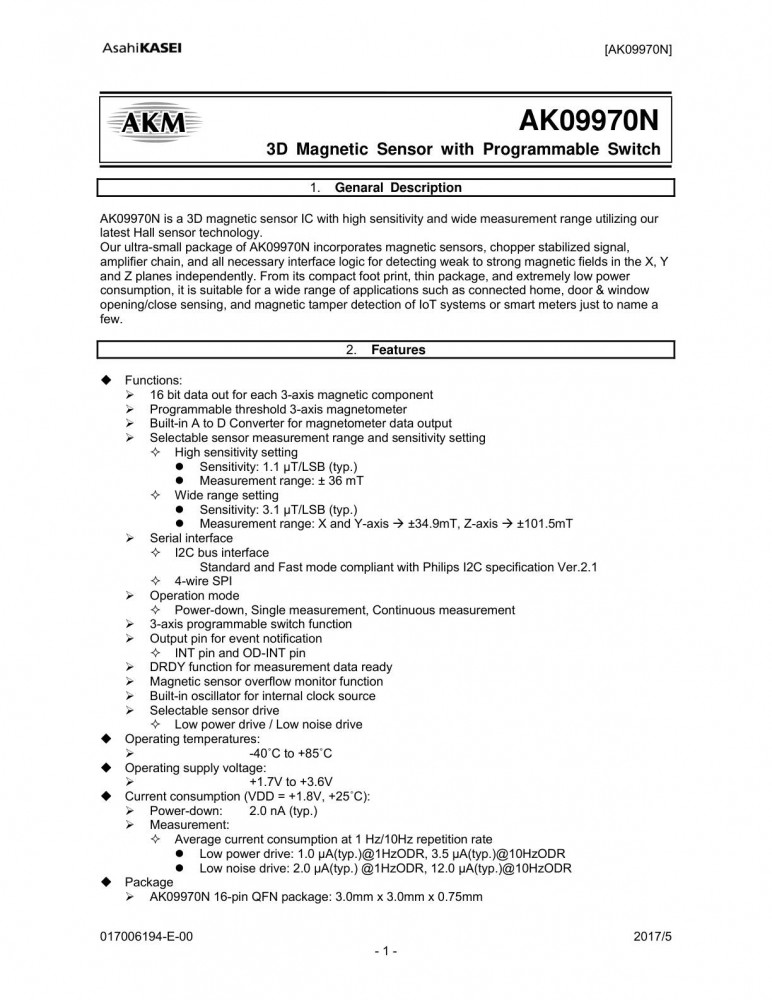 AK09970N technical document page 1