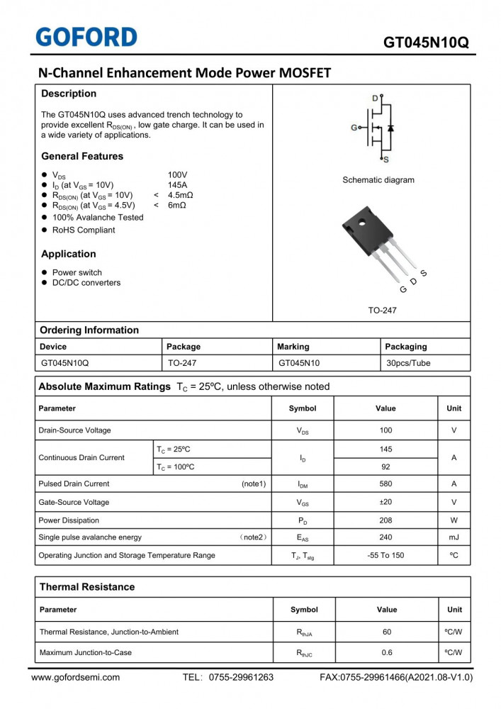 GT045N10Q datasheet page 1