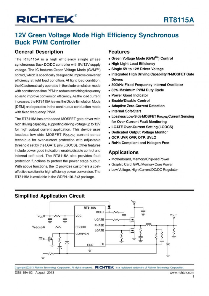 RT8115A datasheet page 1