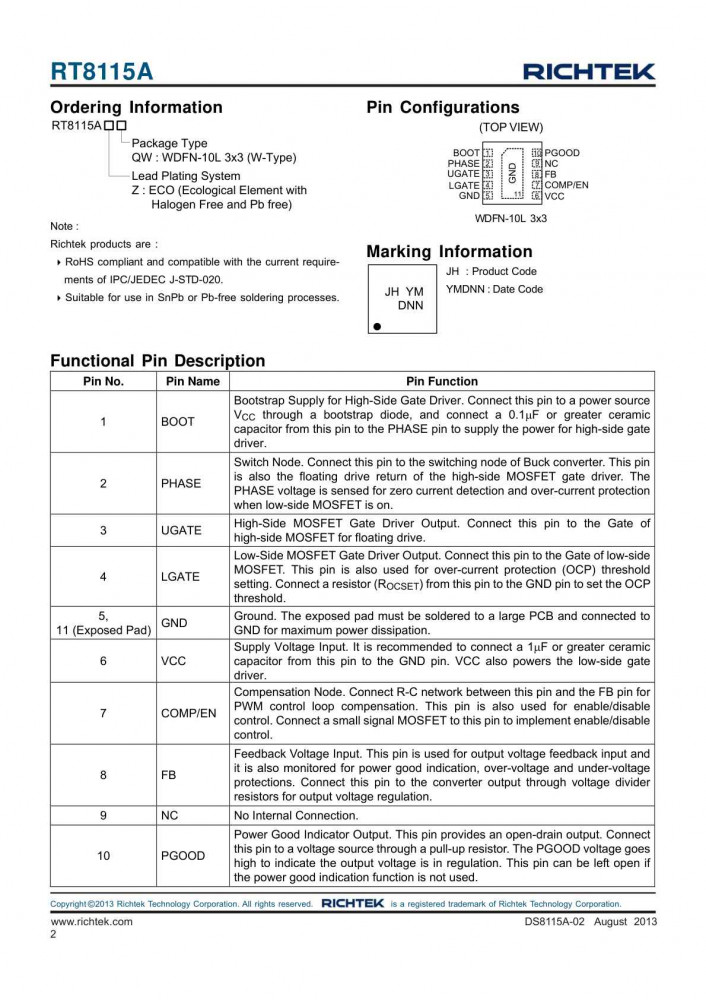 RT8115A datasheet page 2