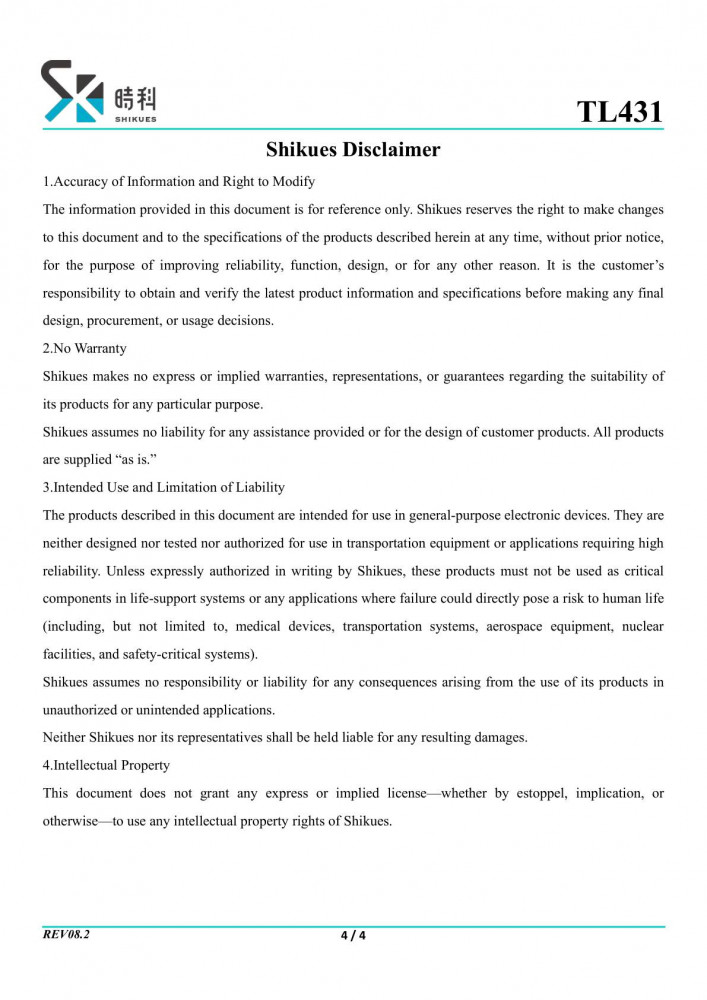 Shikues TL431 datasheet page 4