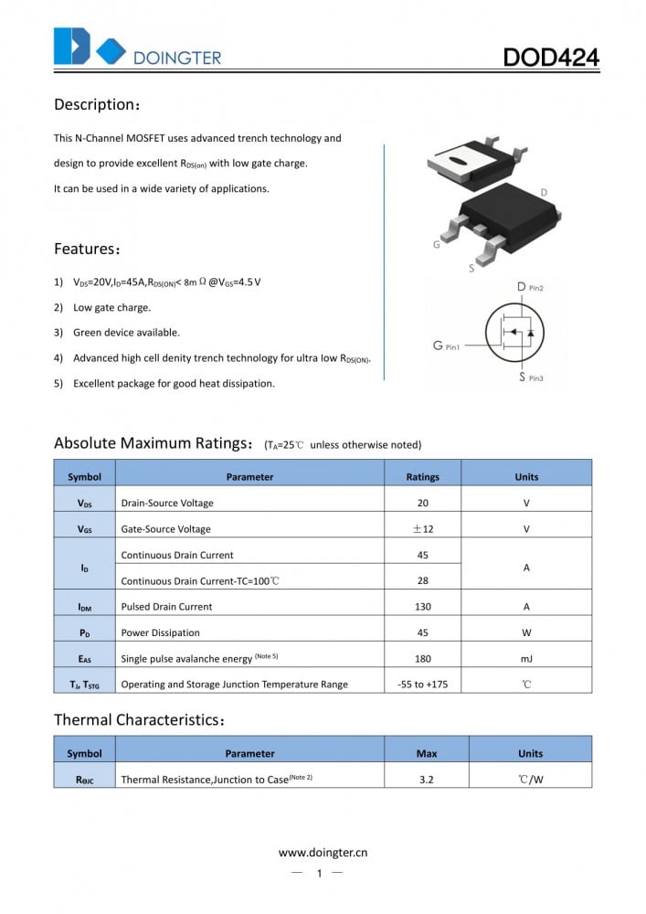 DOD424 datasheet page 1