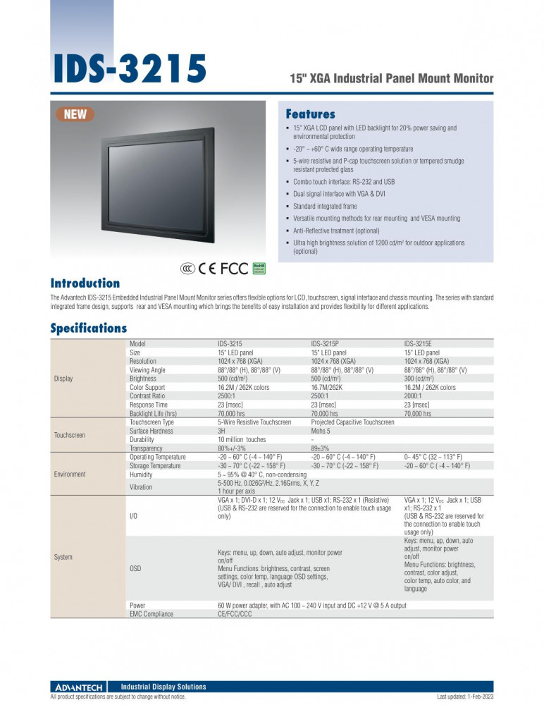IDS-3215 product document page 1