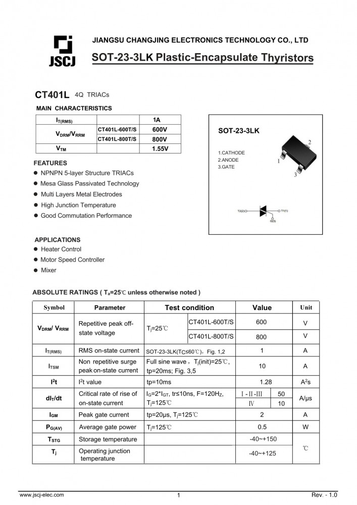 CT401L-600T datasheet page 1