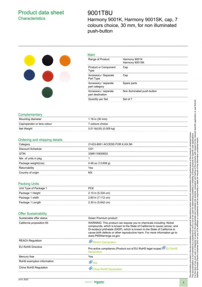 9001T8U technical document page 1