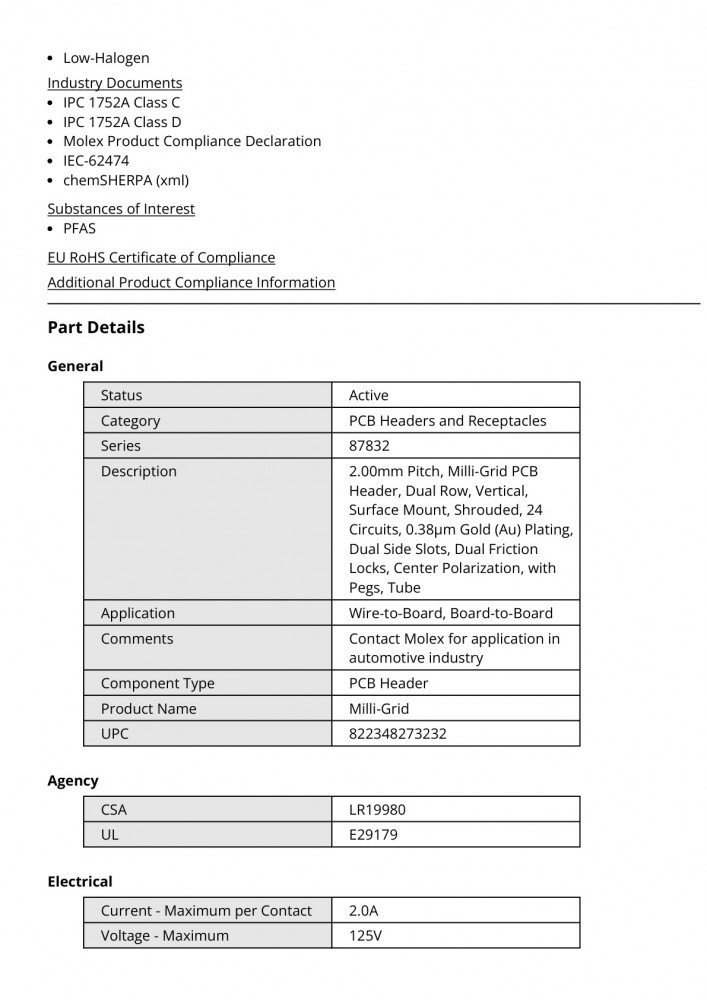 MOLEX 878322420 technical document preview, page 2